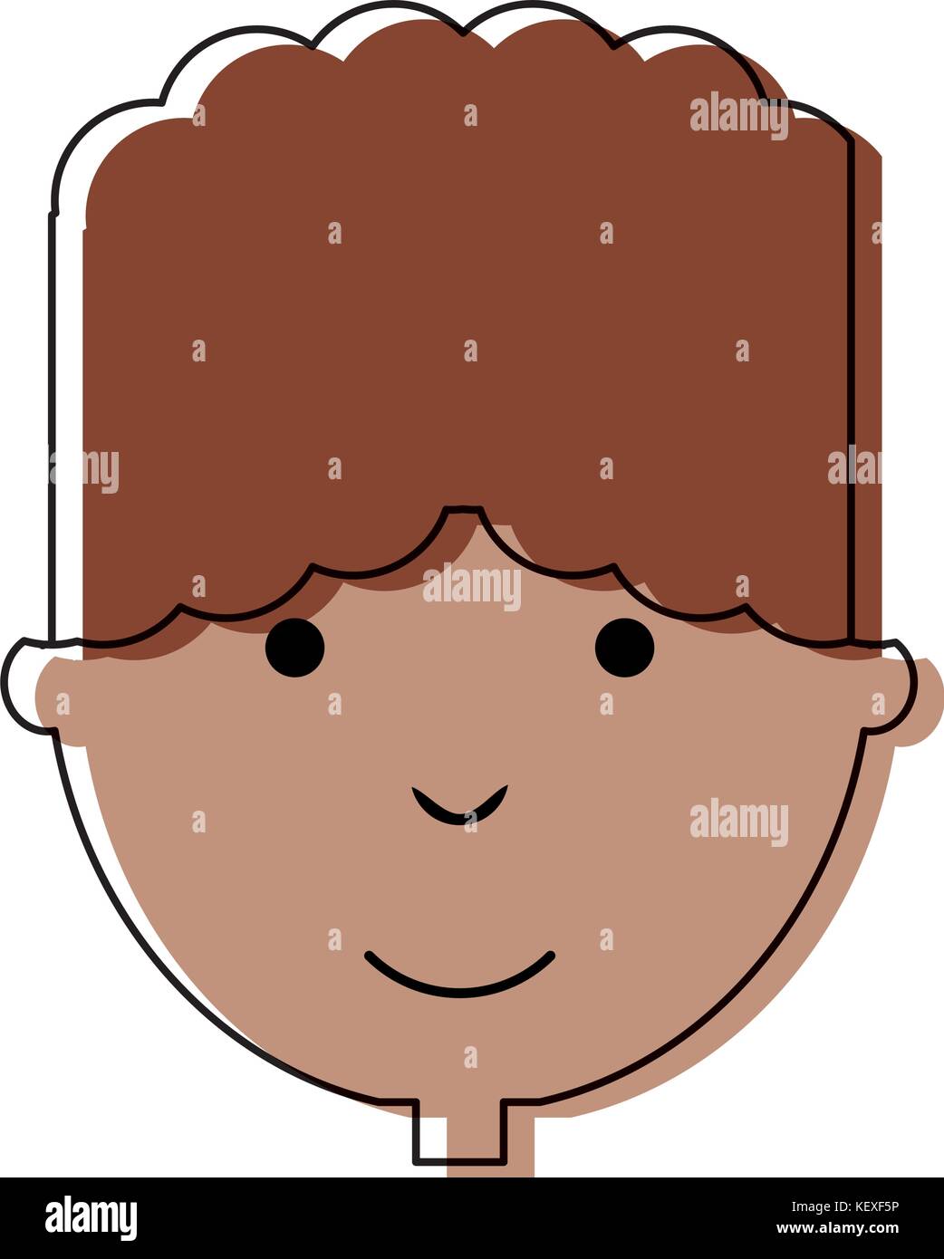flat line colored man face over white background vector illustration ...
