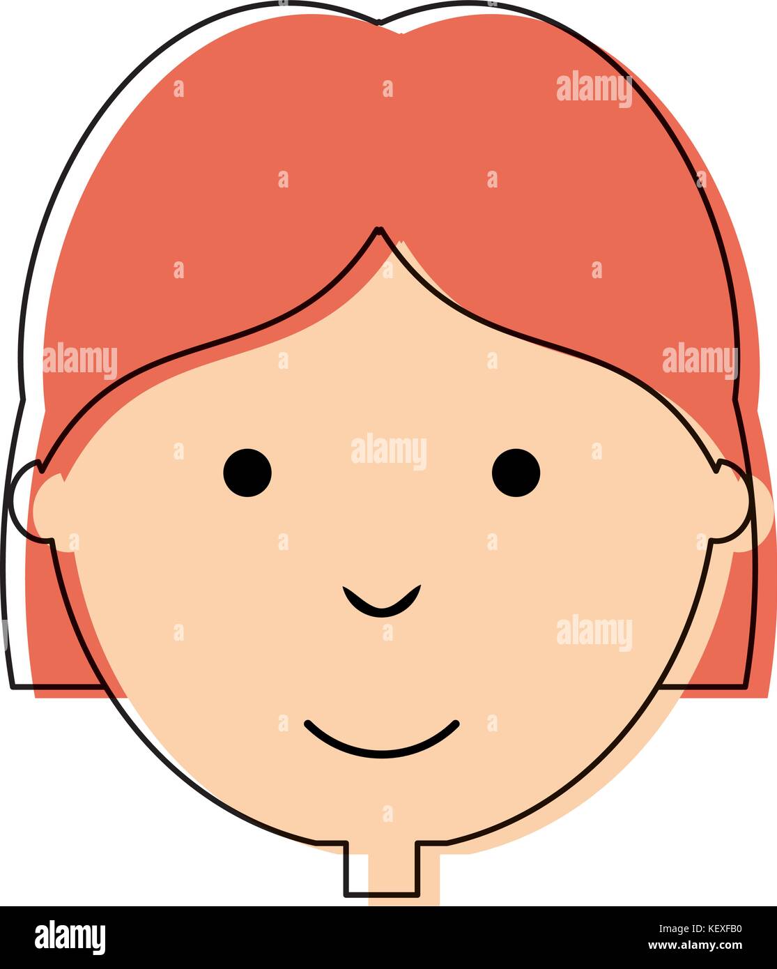 flat line colored woman face over white background vector illustration ...