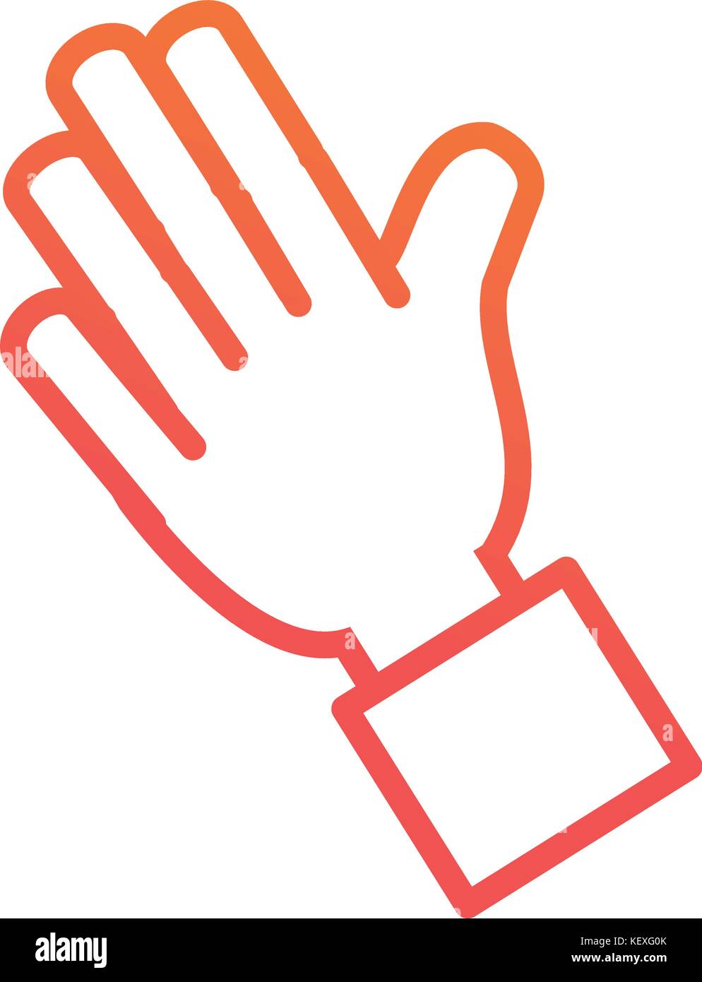 flat line colored hand over white background vector illustration Stock ...