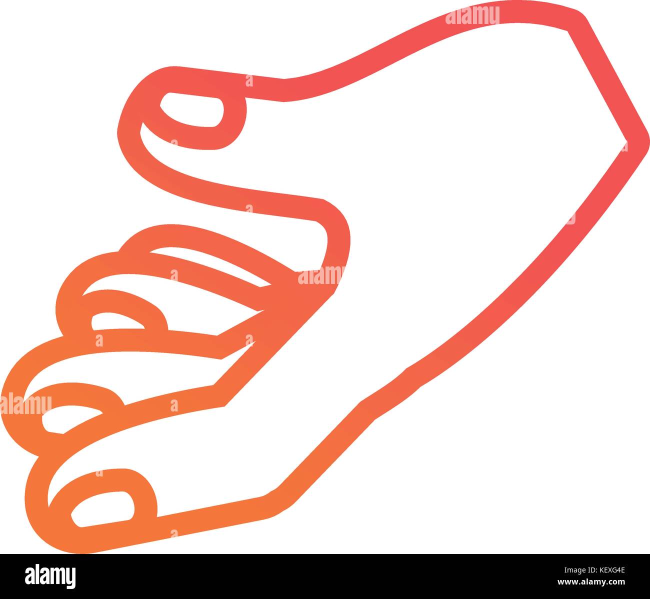 flat line colored hand over white background vector illustration Stock ...