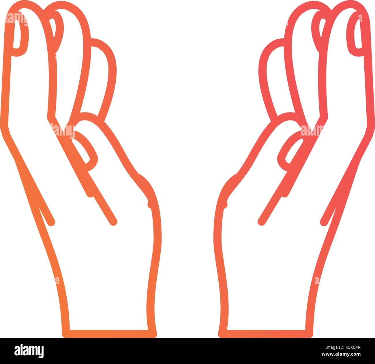 flat line colored hand over white background vector illustration Stock ...