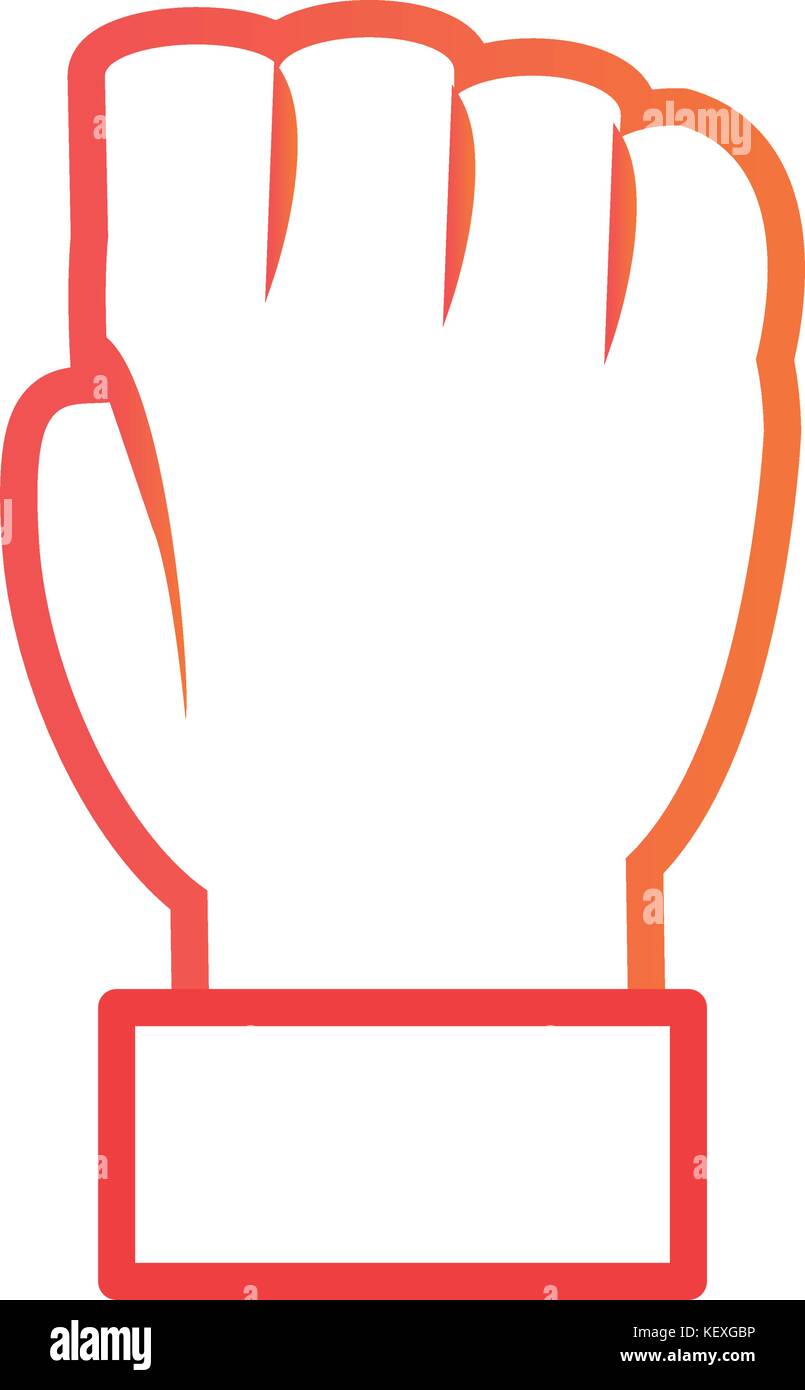 flat line colored hand over white background vector illustration Stock ...