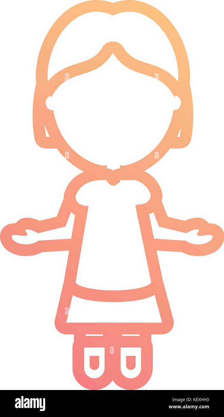 flat line colored woman with open arms over white background vector ...