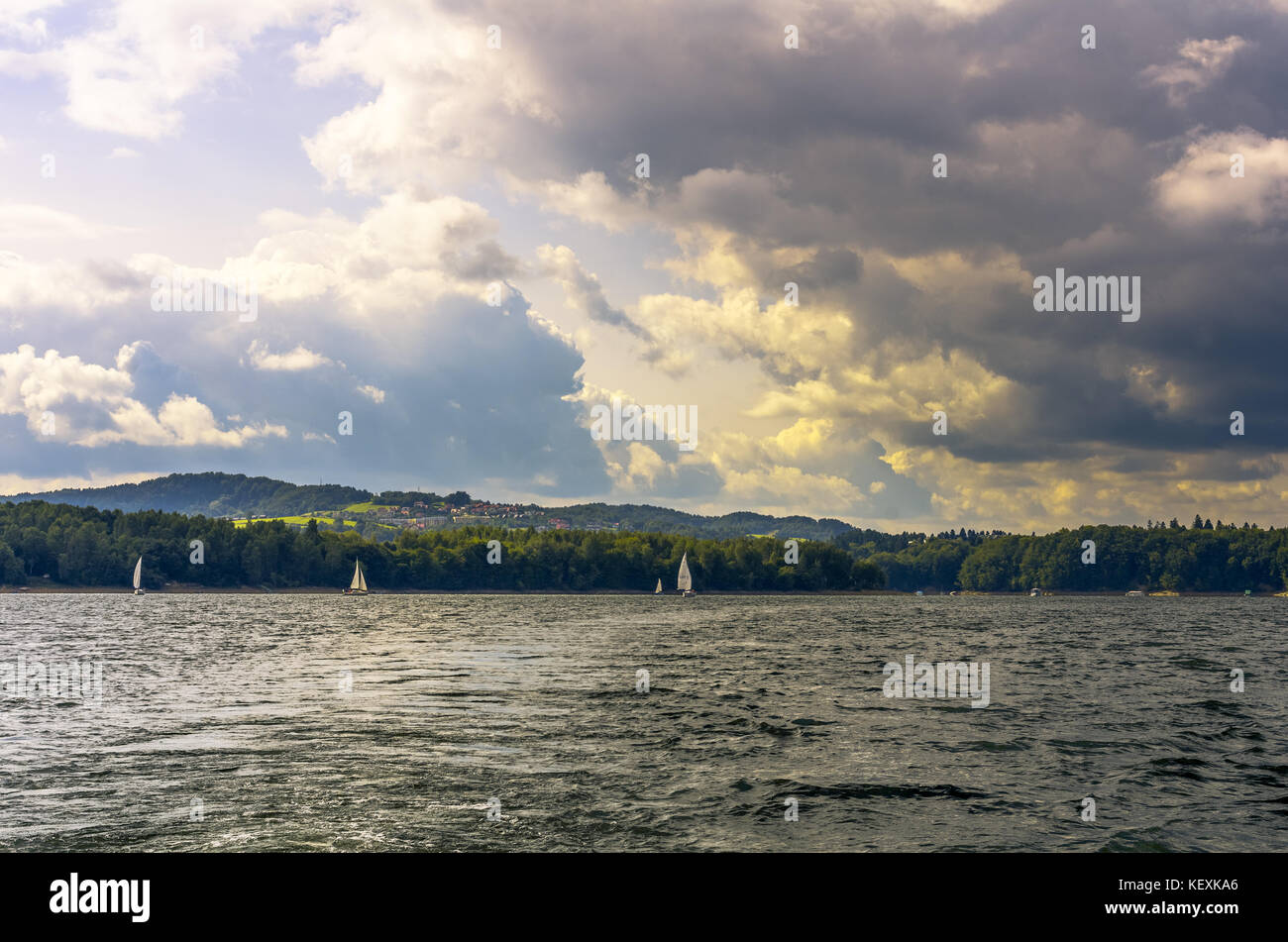 Poland lake Solina in summer time, Bieszczady National Park Stock Photo ...