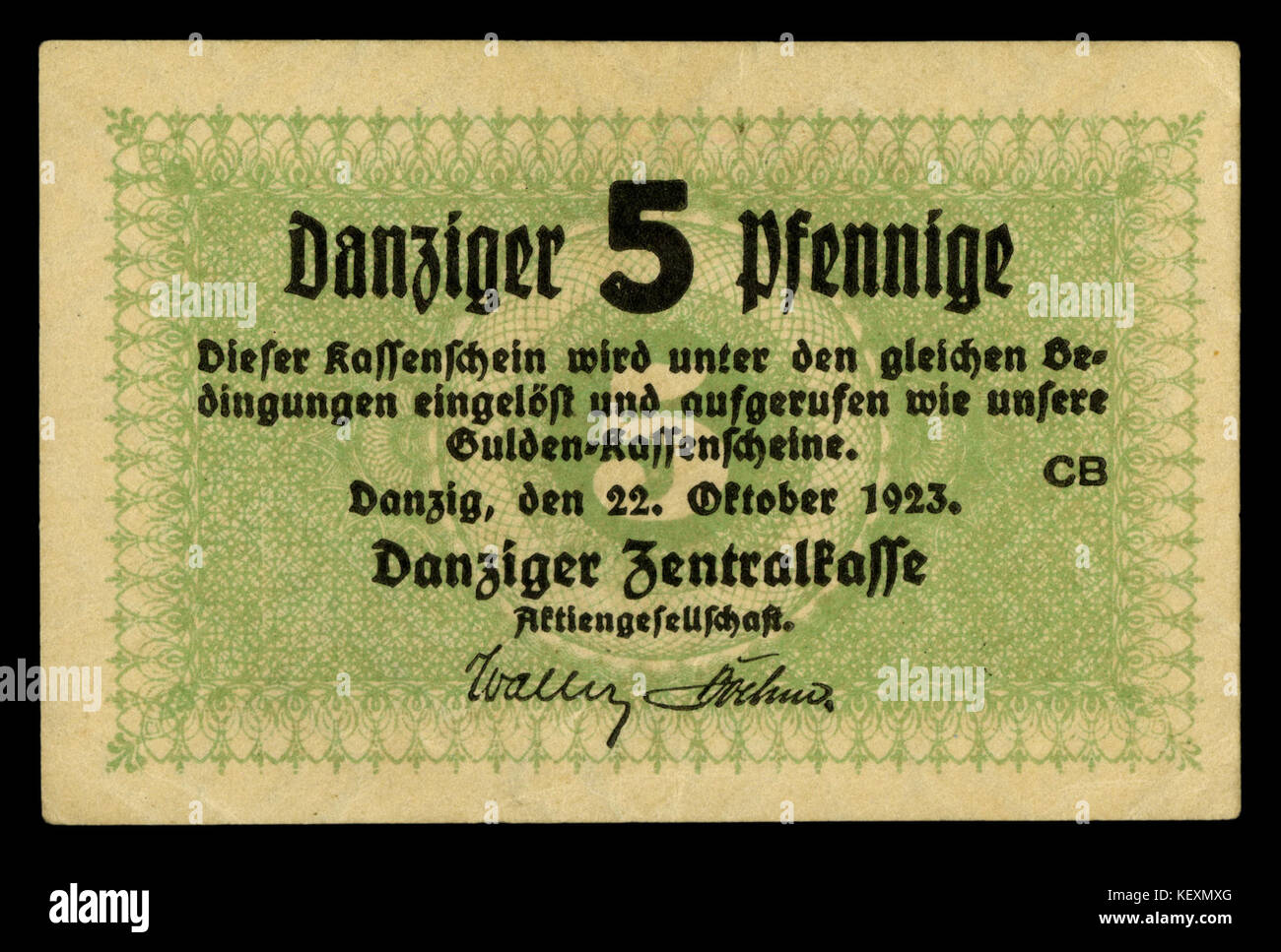 DAN 34 Danzig Central Finance 5 Pfennige (1923) 2 Stock Photo - Alamy