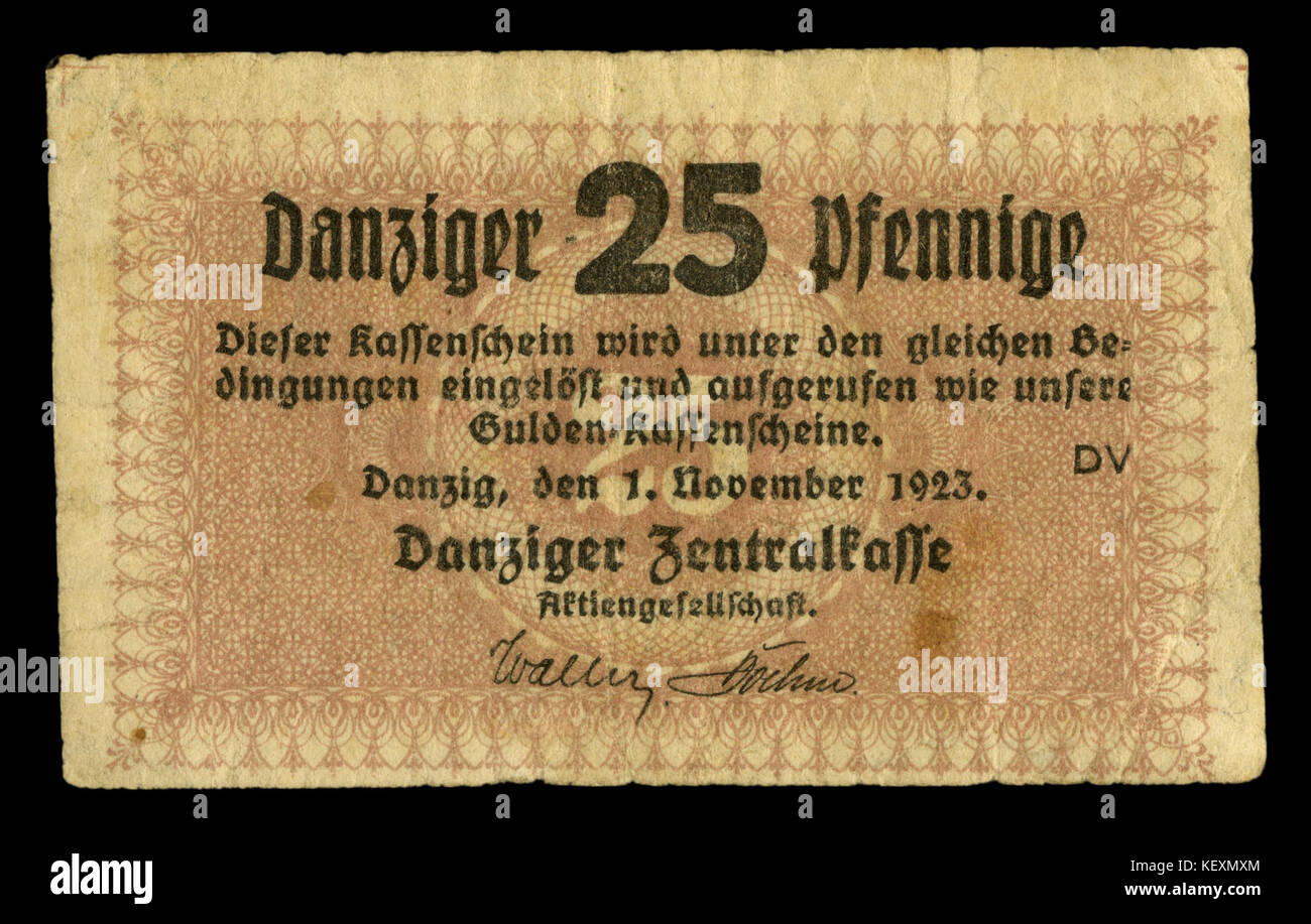 DAN 46 Danzig Central Finance 25 Pfennige (1923 Stock Photo - Alamy