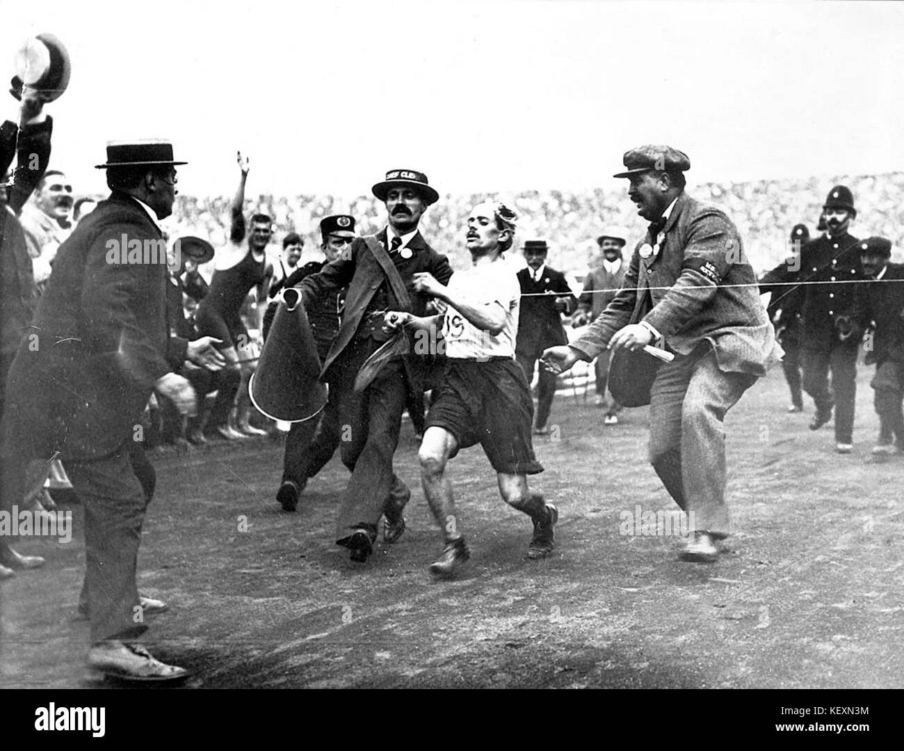 An image of Dorando Pietri, an Italian marathon runner, famously known ...