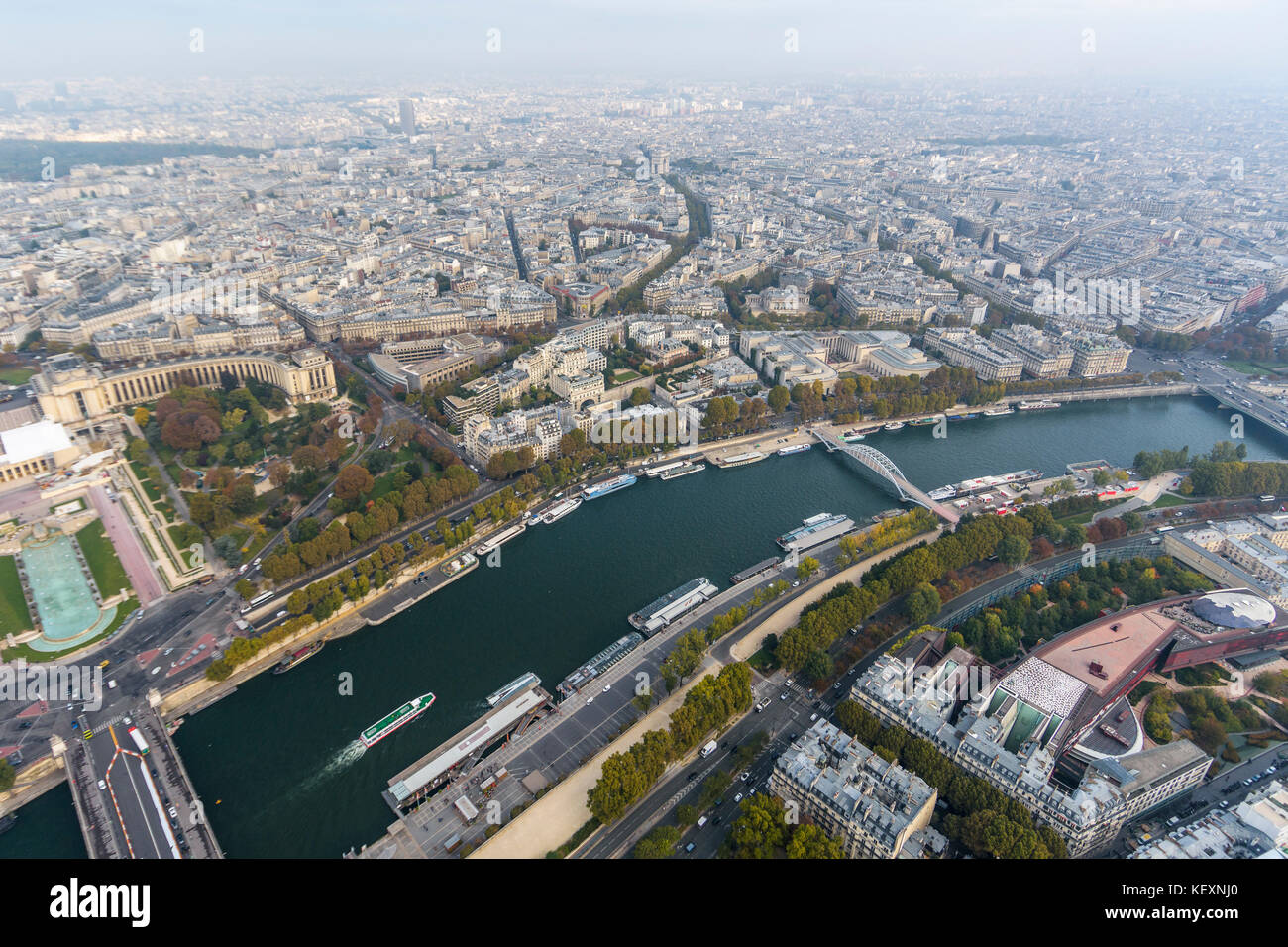 Aerial view of cityscape from Eiffel Tower, Paris, France Stock Photo ...