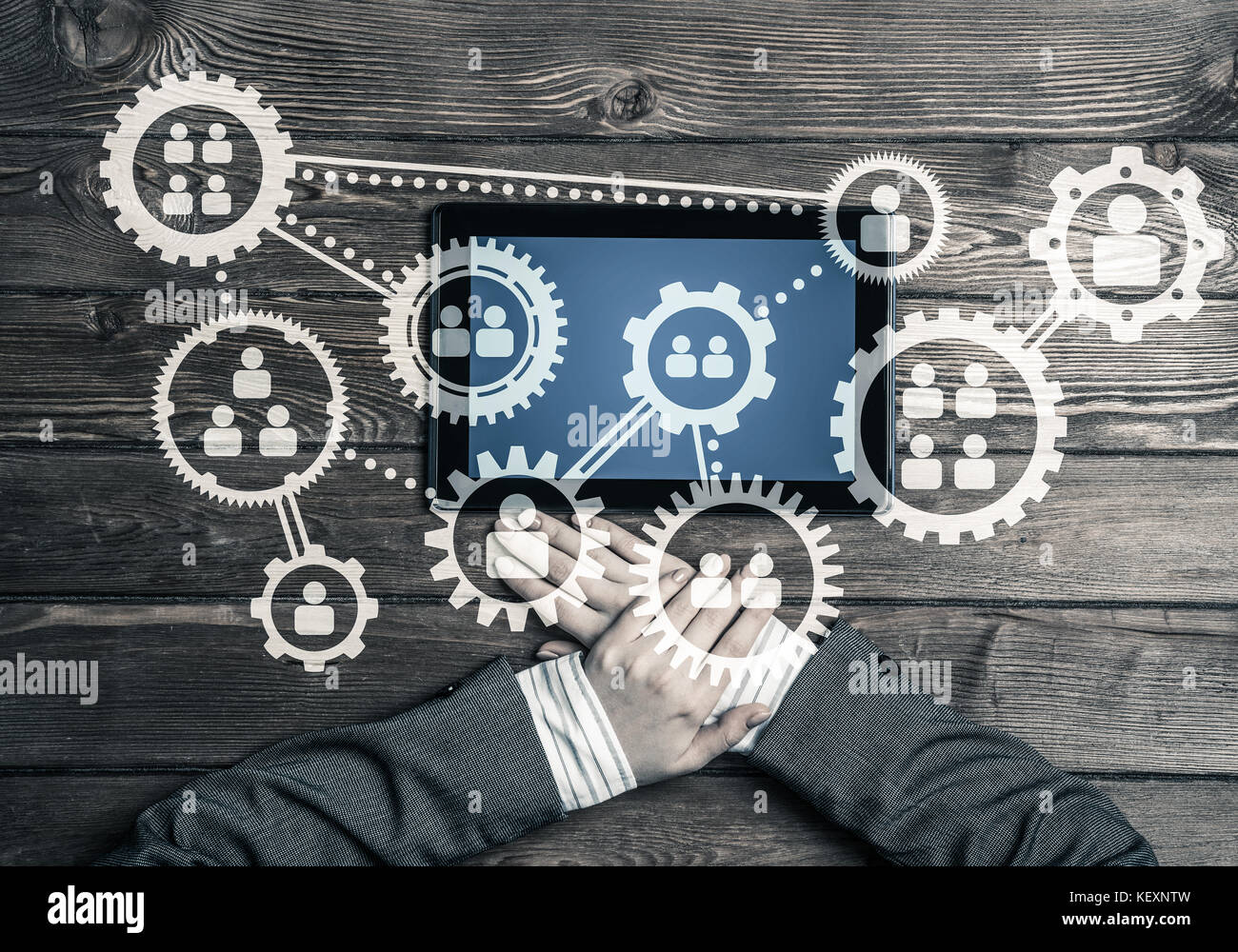 Concept of teamworking and connection with gears mechanism and t Stock ...
