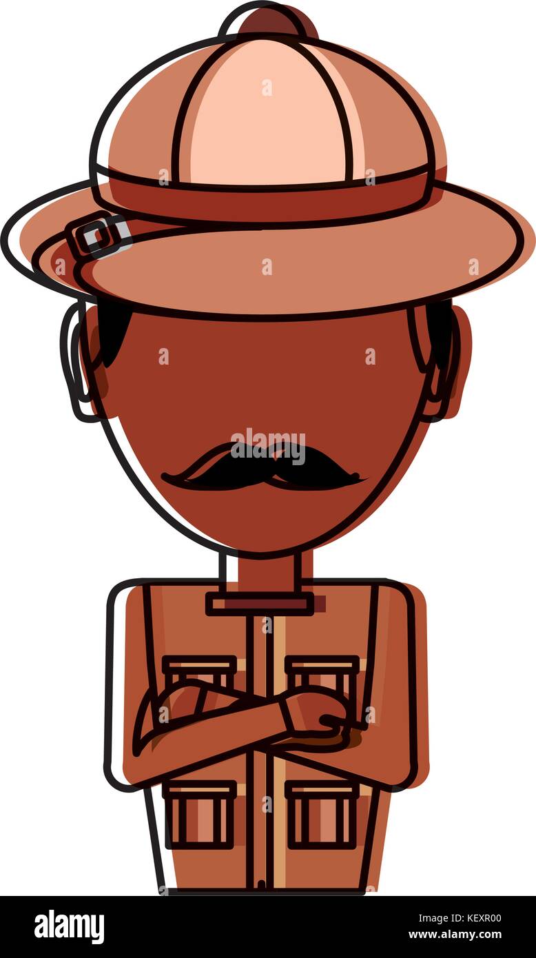 avatar safari hunter icon over white background colorful design vector ...