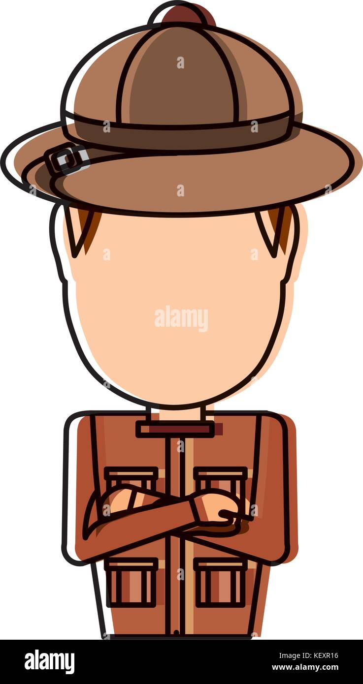 avatar safari hunter icon over white background colorful design vector ...