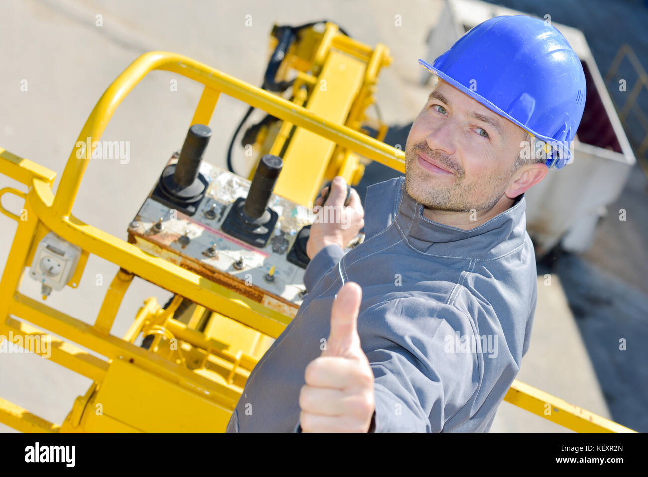 electrician showing the go signal Stock Photo - Alamy