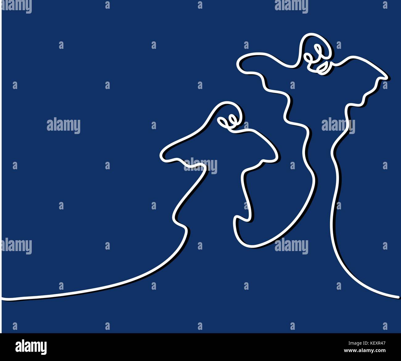 Continuous line drawing of Ghost Cartoon Halloween Stock Vector Image ...