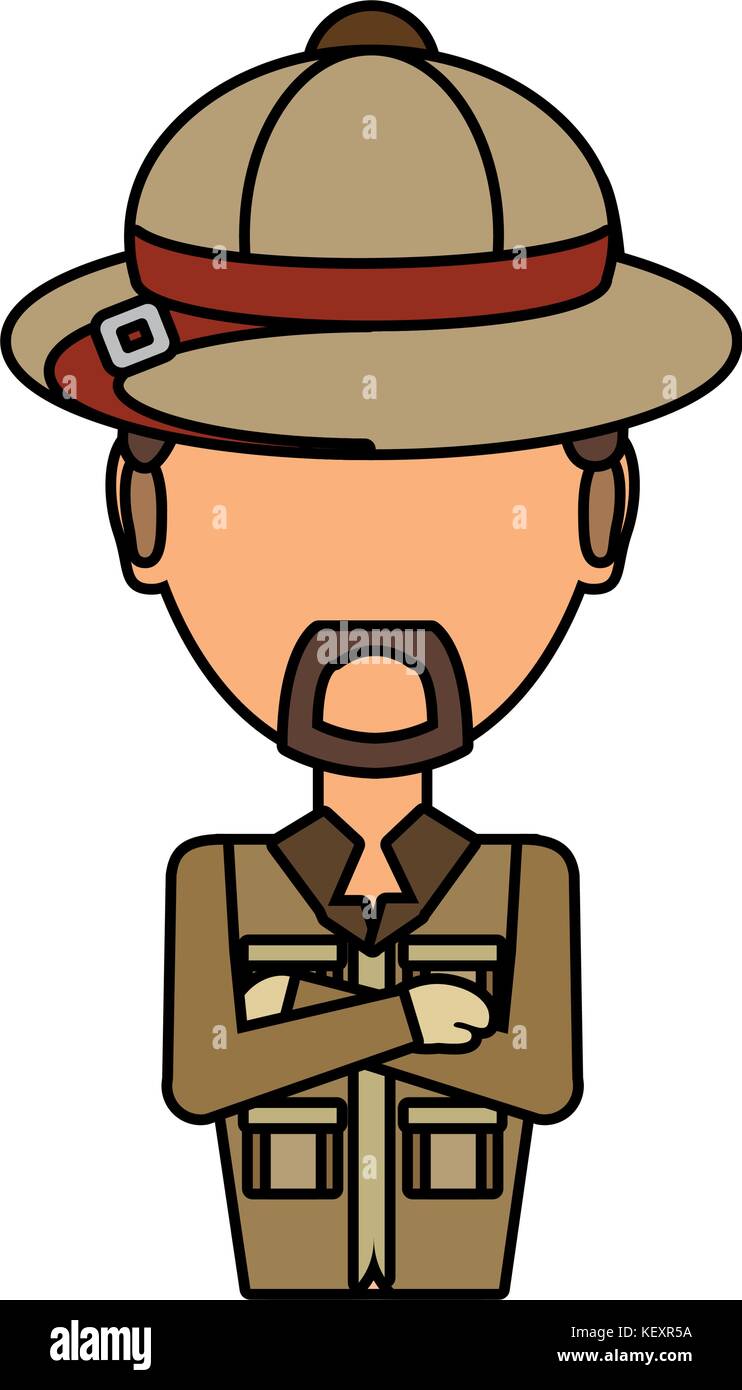 avatar safari hunter icon over white background colorful design vector ...