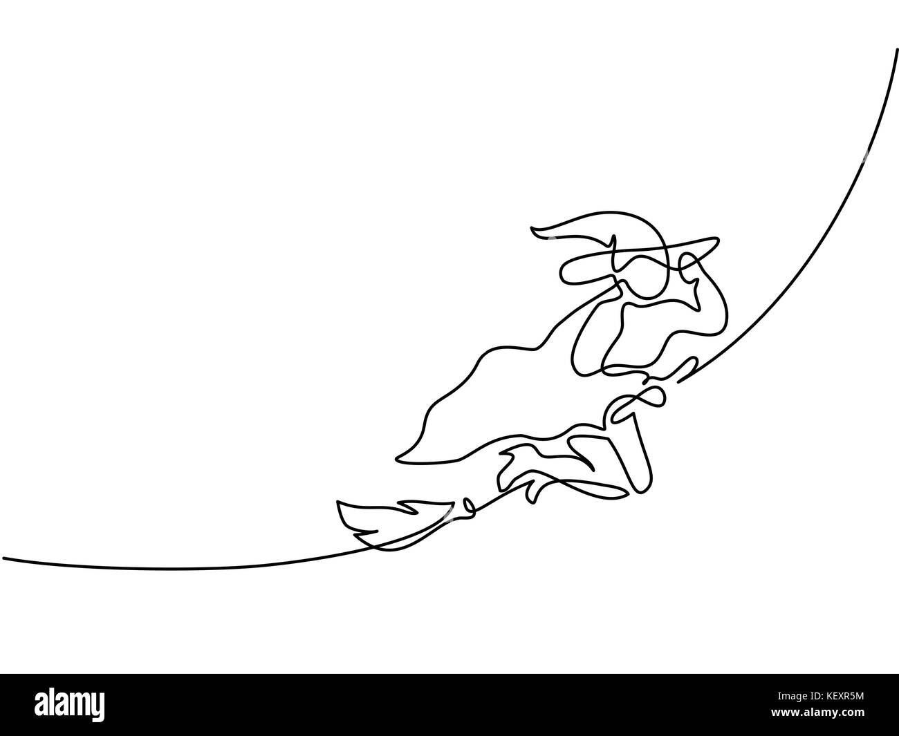 Witch on broom hi-res stock photography and images - Alamy