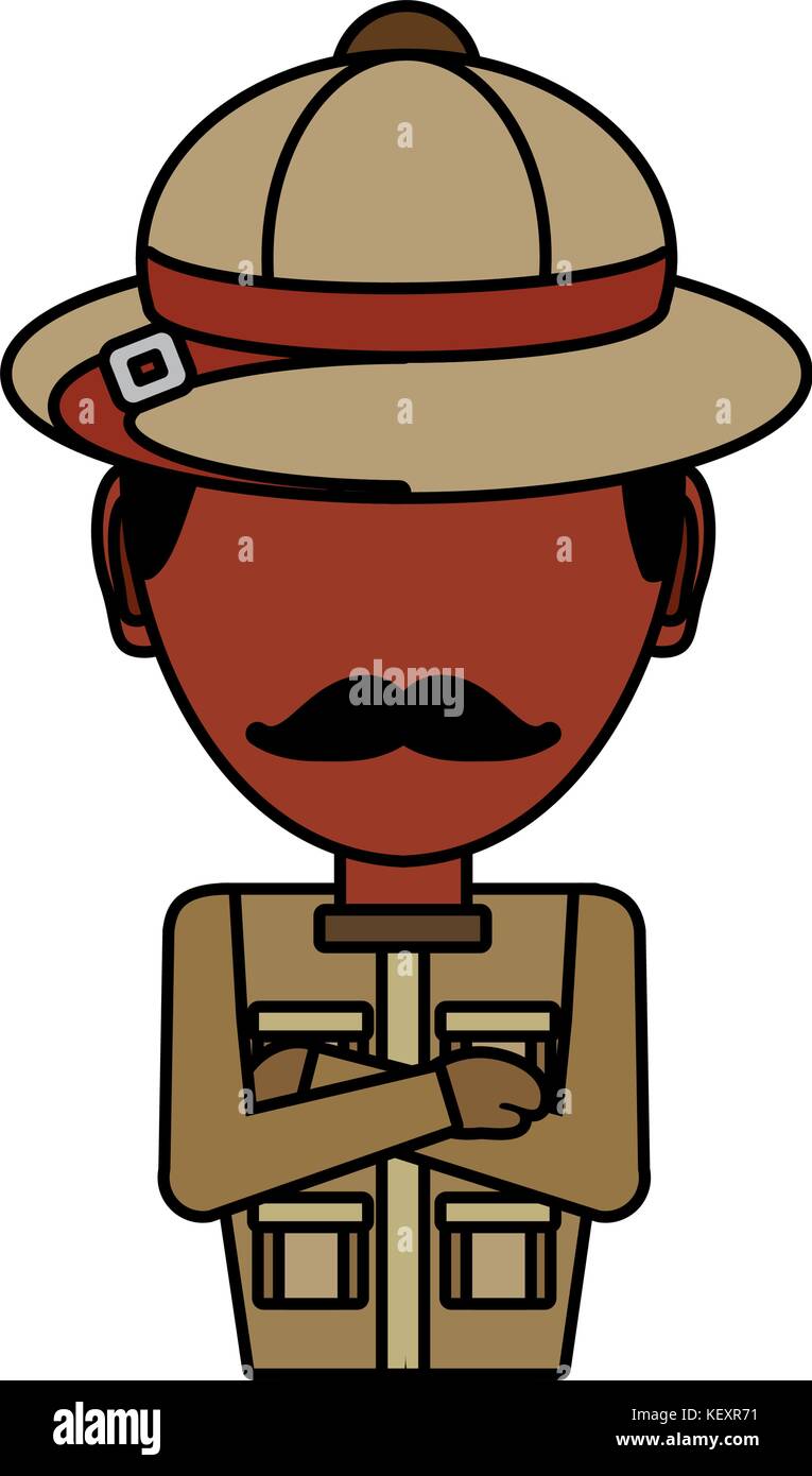 avatar safari hunter icon over white background colorful design vector ...