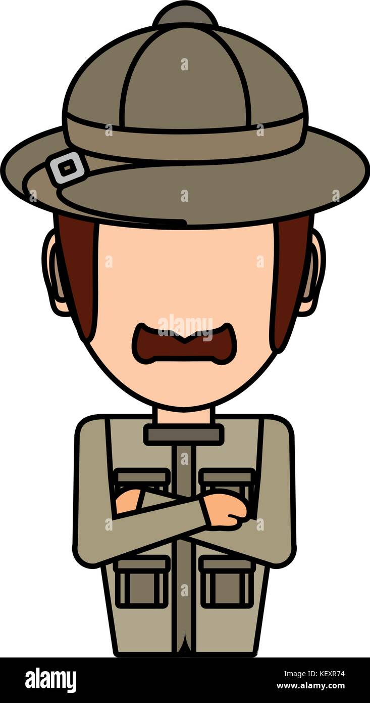 avatar safari hunter icon over white background colorful design vector ...