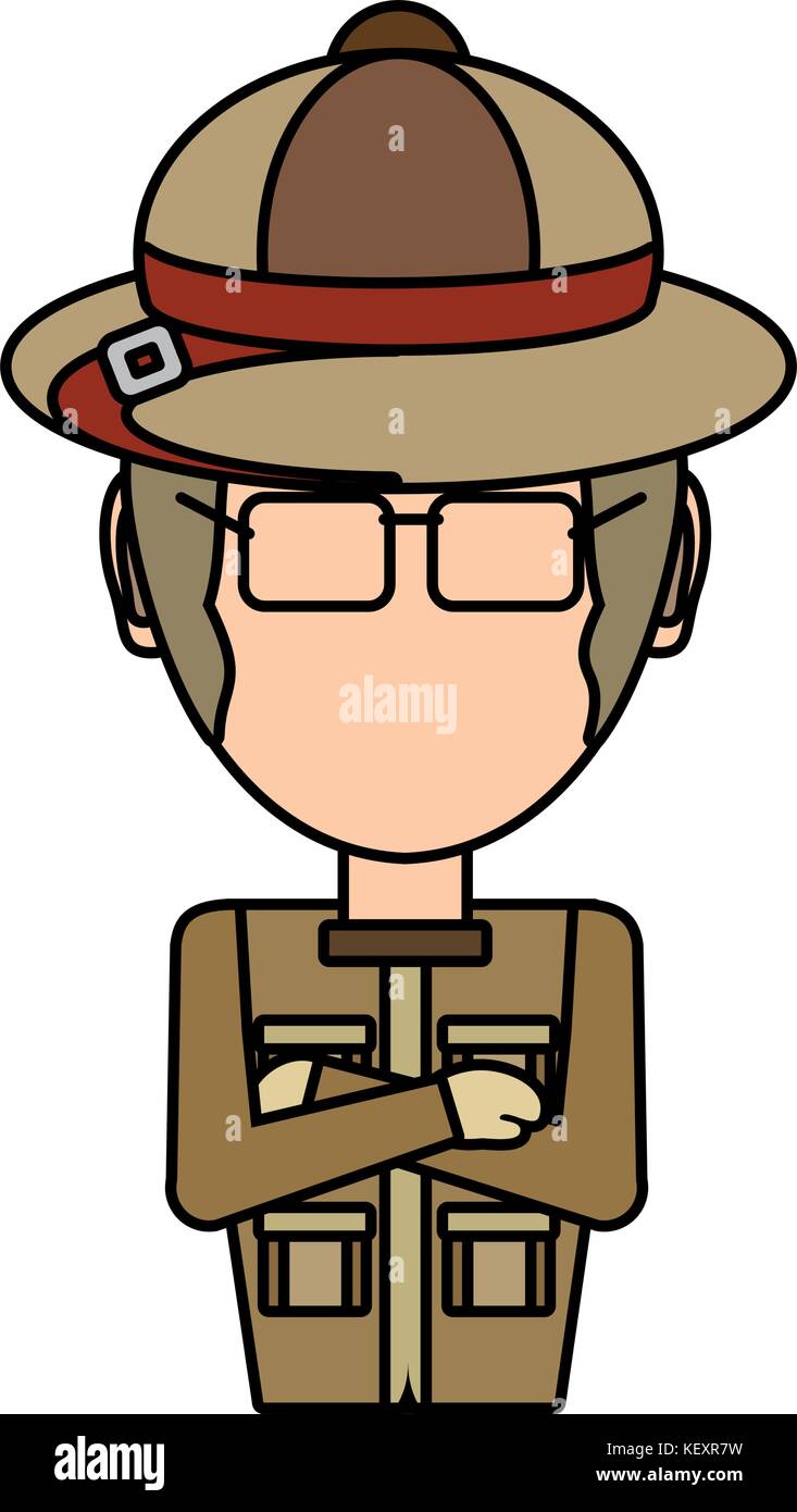 avatar safari hunter icon over white background colorful design vector ...