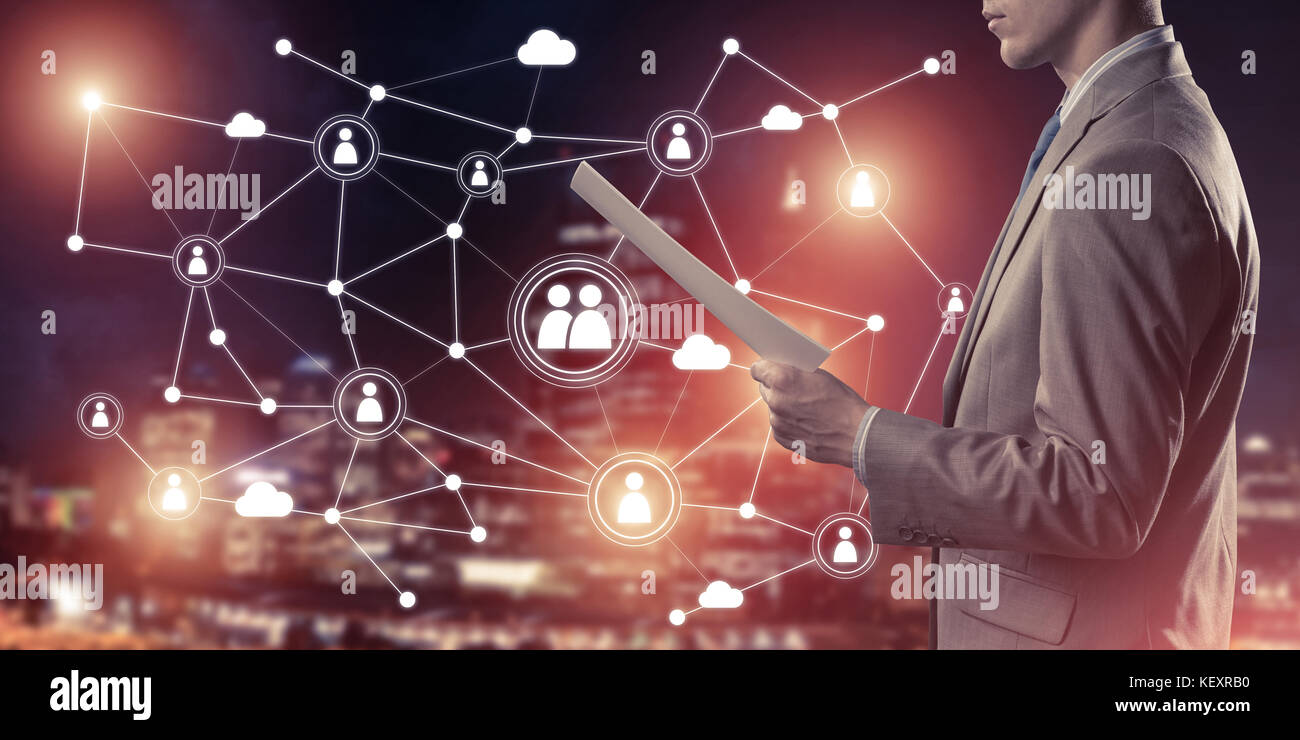 Concept of modern business networking that connect and cooperate Stock ...