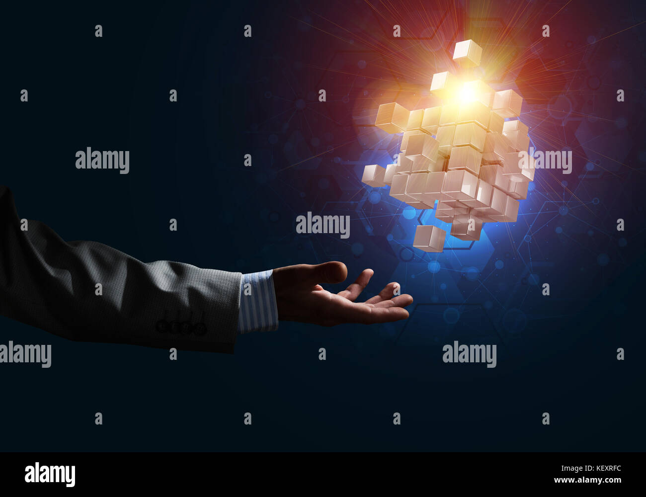 Idea of new technologies and integration presented by cube figure Stock ...