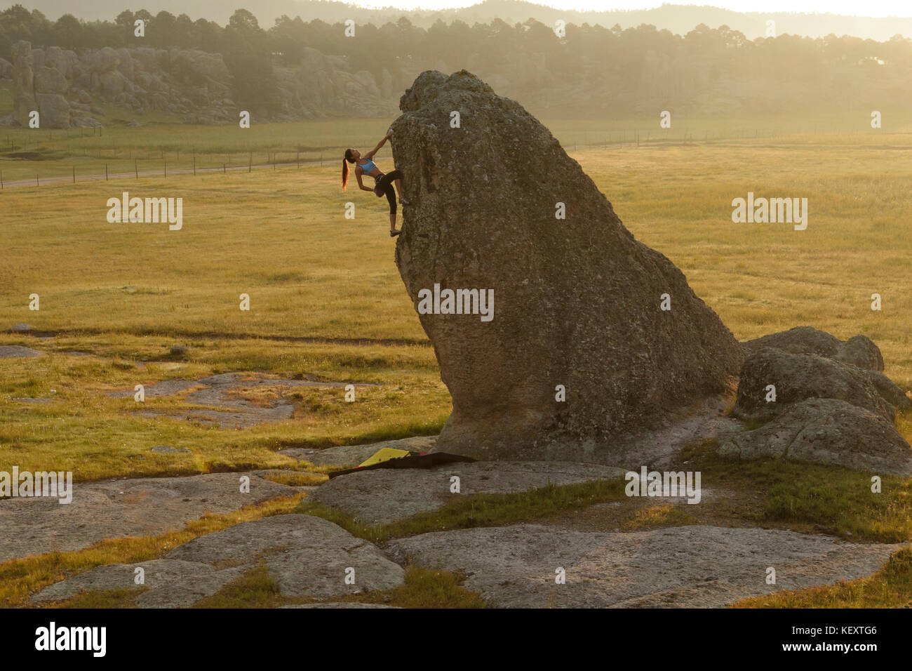 Larissa Arce of Guanajuato trying some new bouldering routes in the ...