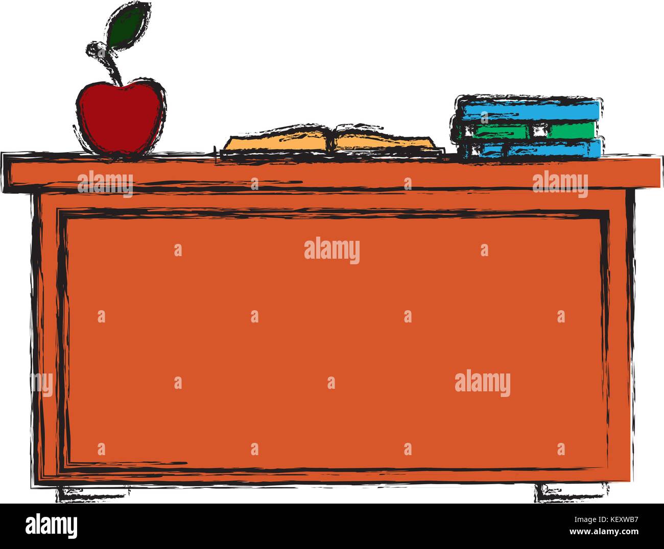 Desk with books Stock Vector Image & Art - Alamy