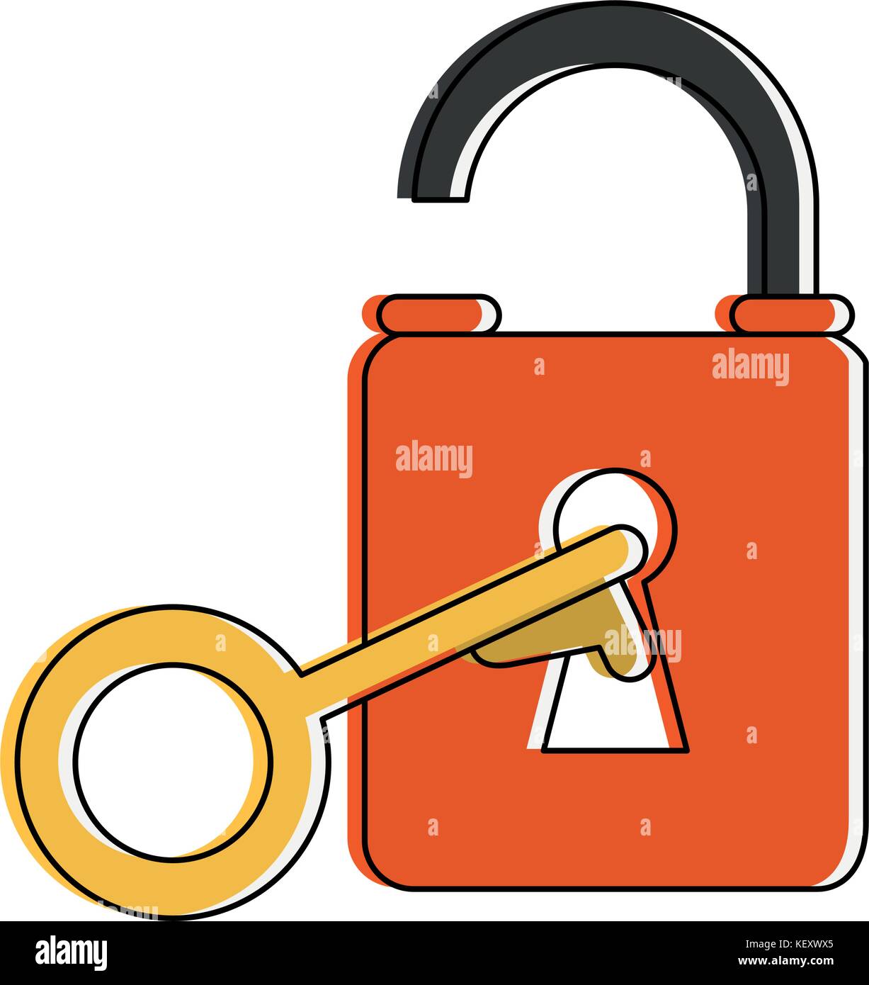 safety lock open with key icon image Stock Vector Image & Art - Alamy