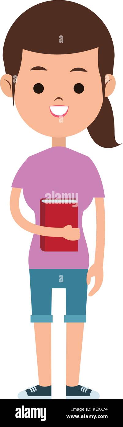 happy girl holding book icon image Stock Vector Image & Art - Alamy