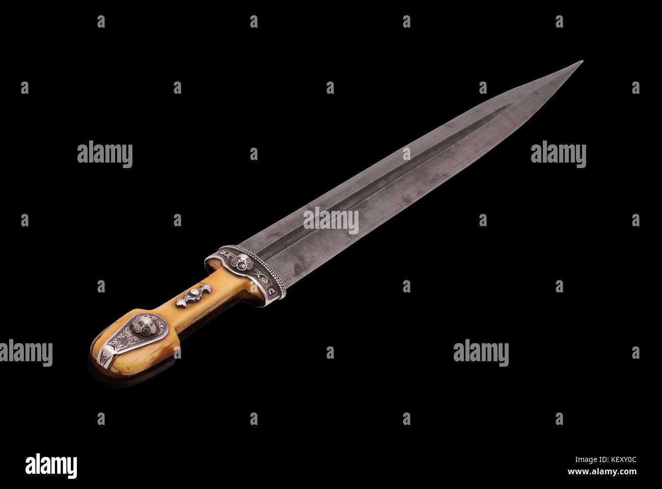 Beautiful example of caucasian dagger with ornament grip and blade from ...