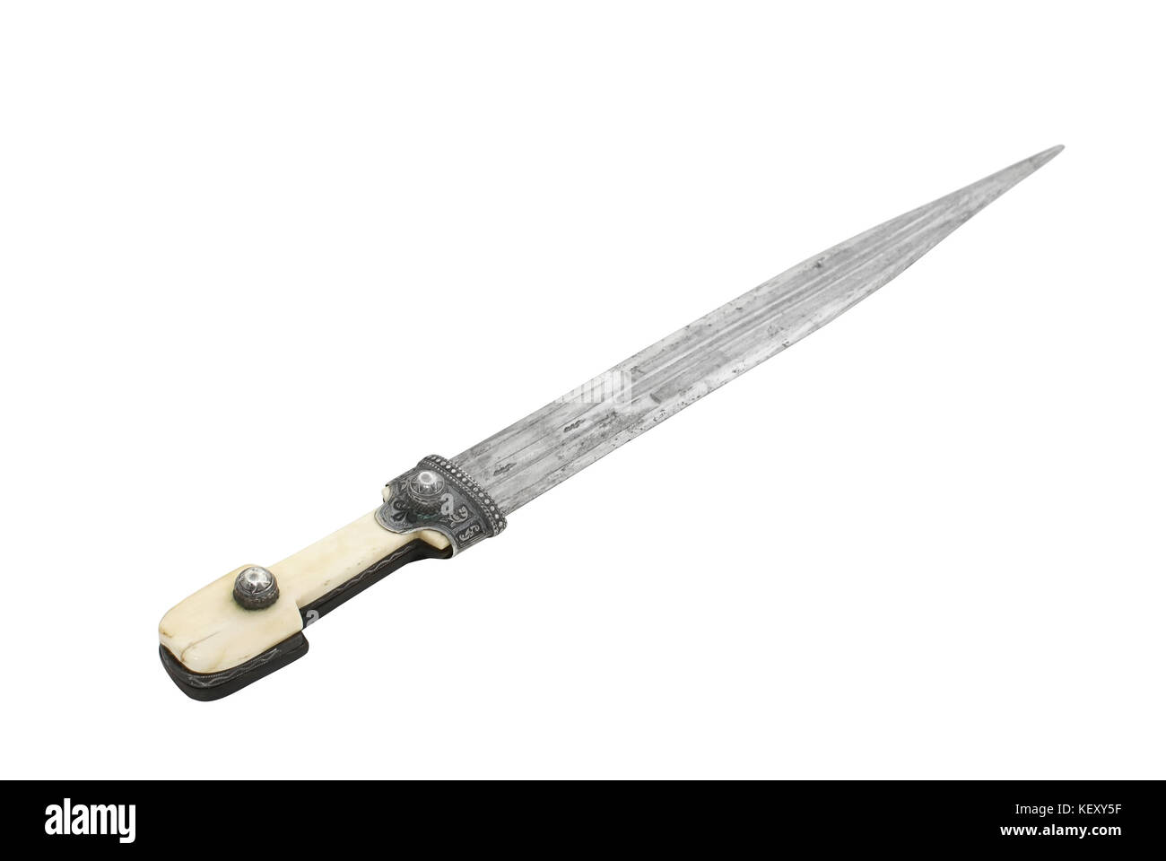 Beautiful example of caucasian dagger with wide blade and silver ...