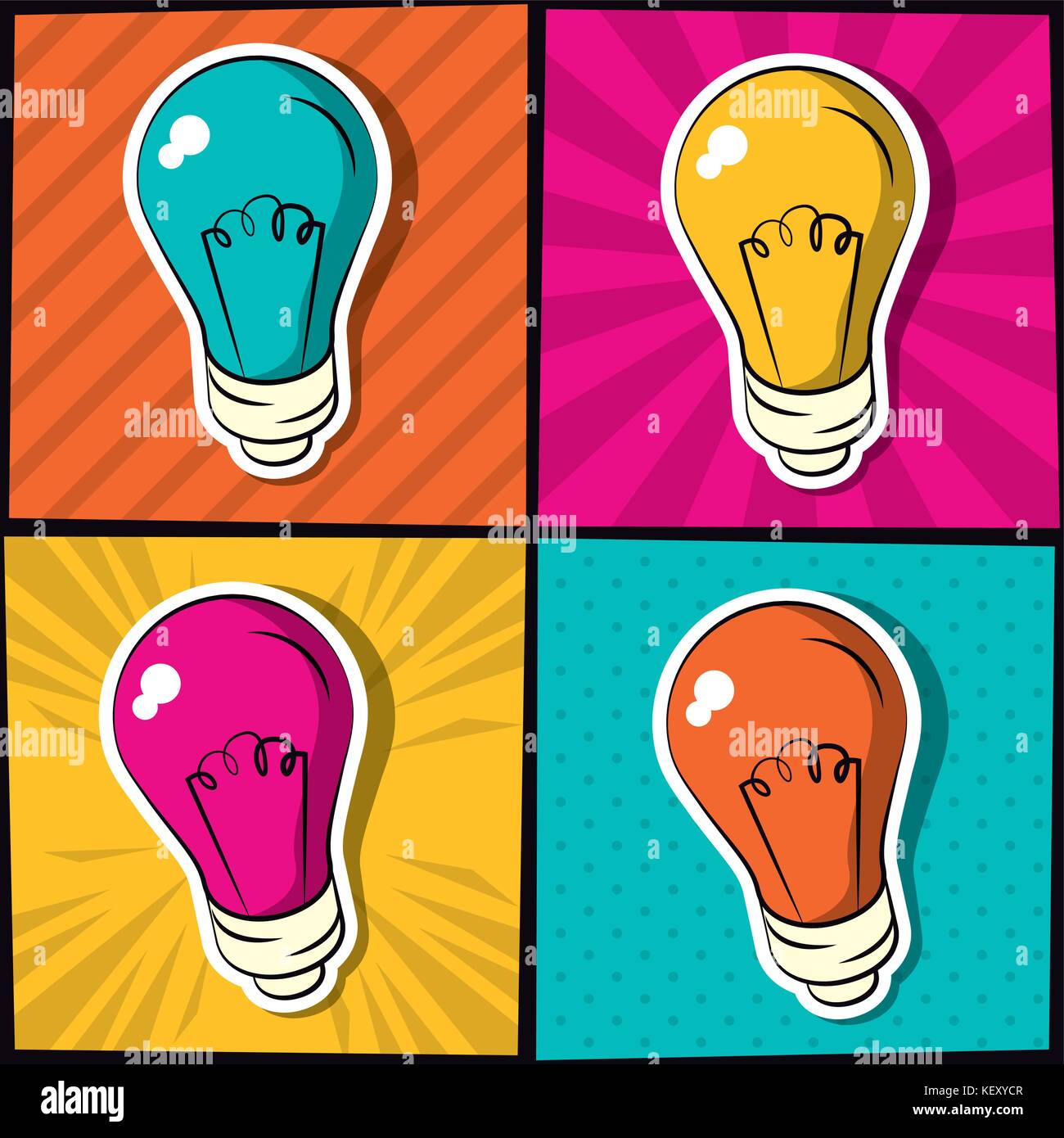 Bulb pop art icon set Stock Vector Image & Art - Alamy
