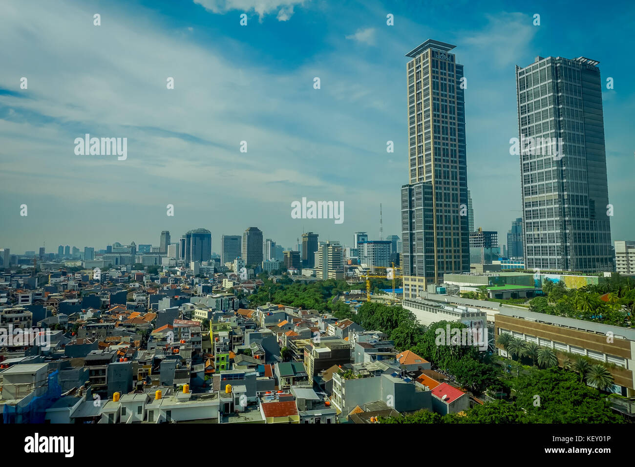 JAKARTA, INDONESIA: Beautiful landscapoe of the city of Jakarta with ...