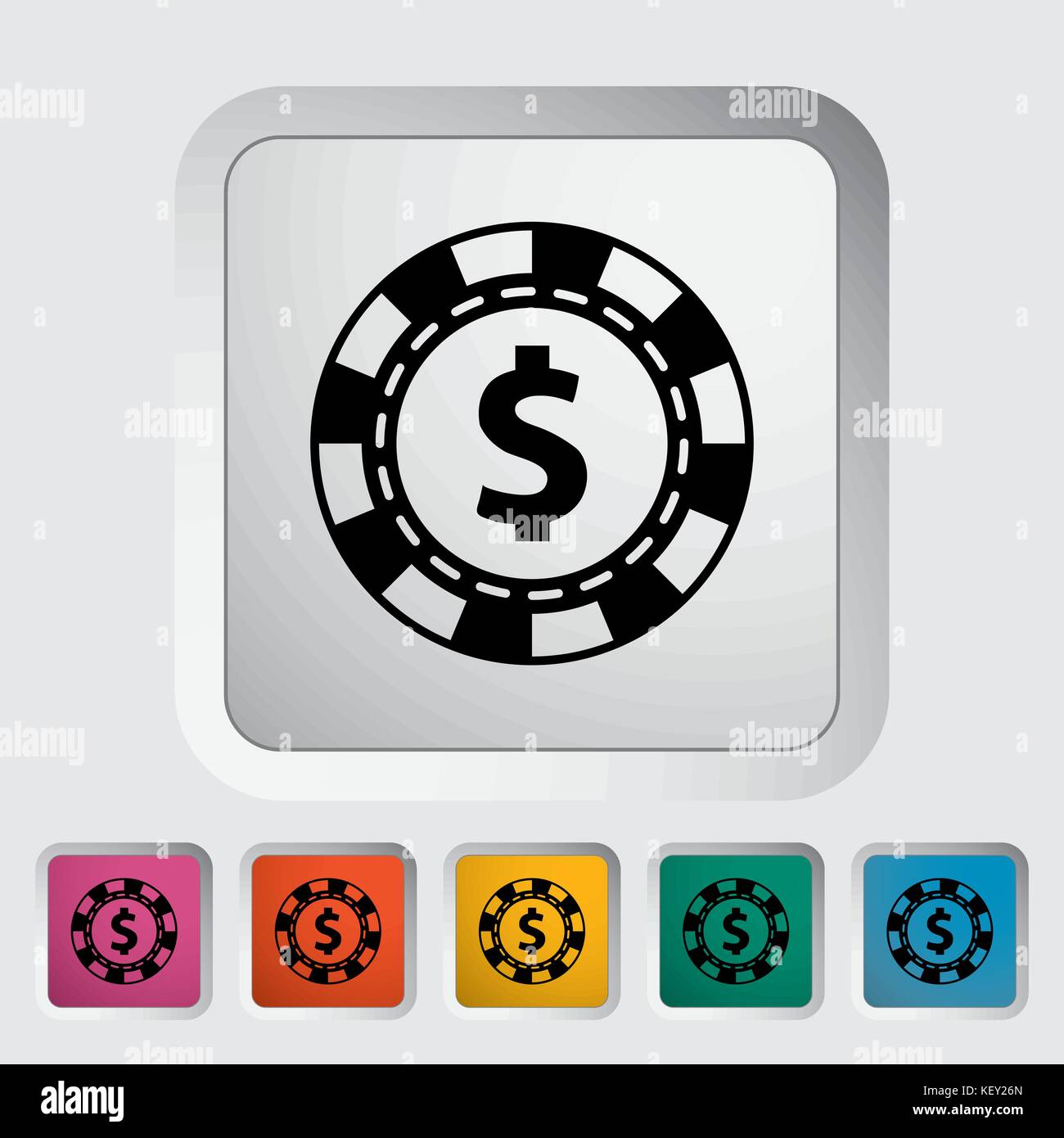 Gambling chips. Single flat icon on the button. Vector illustration ...