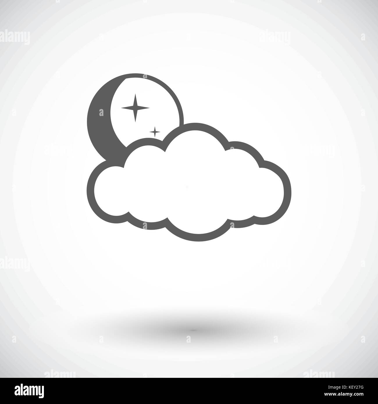 Weather icon. Moon, stars and clouds. Single flat icon on white ...