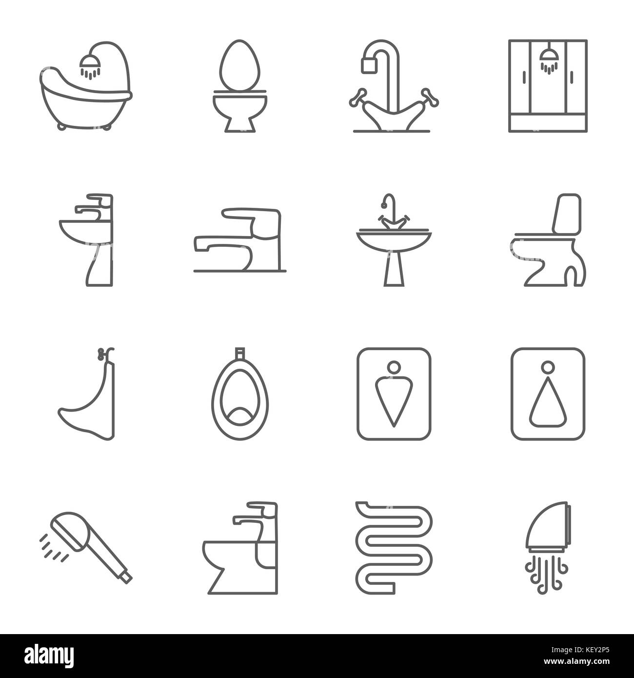 Sanitary engineering vector thin line related icon set for web and ...