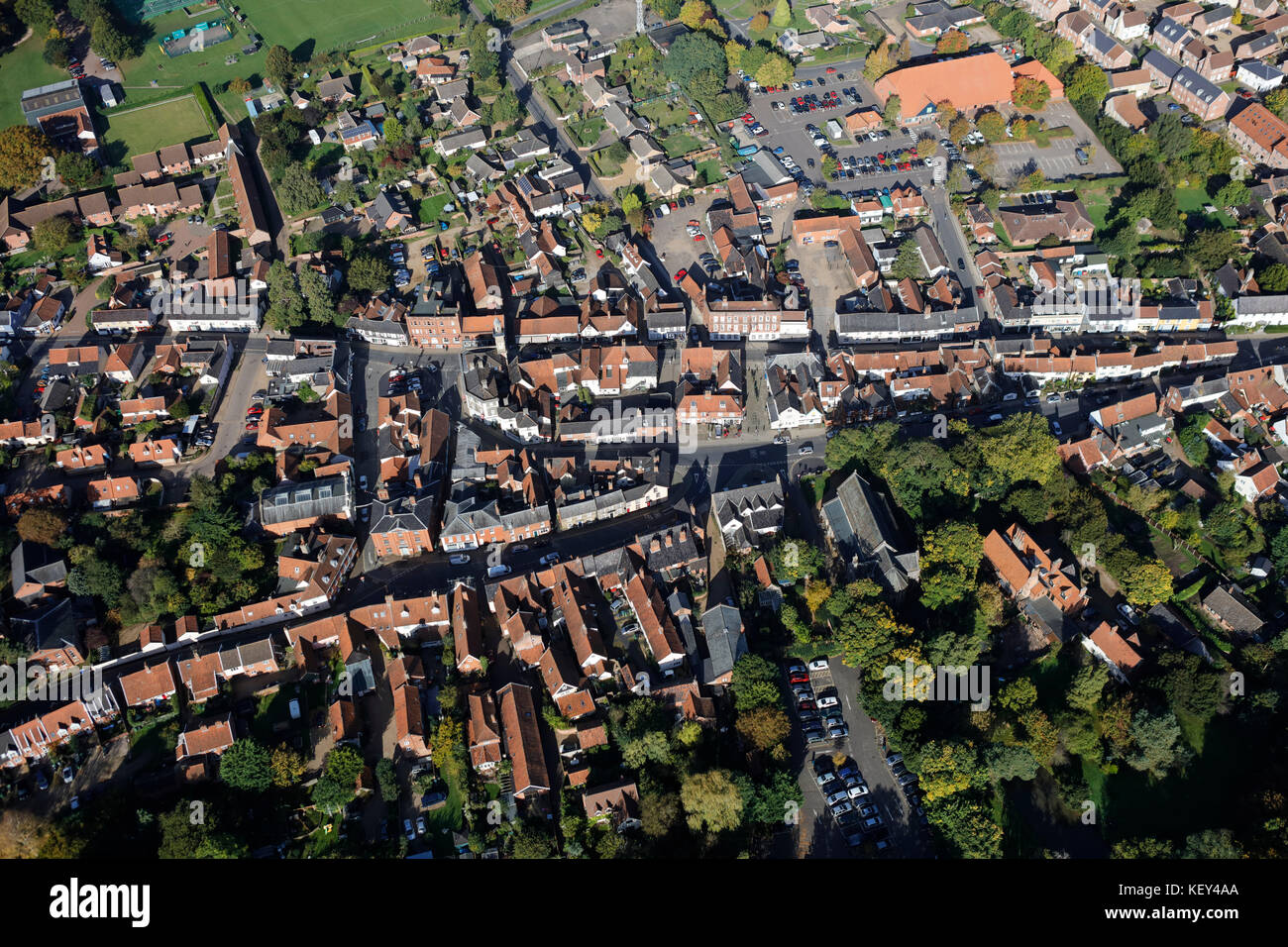 An aerial view of the Norfolk town of Harleston Stock Photo - Alamy