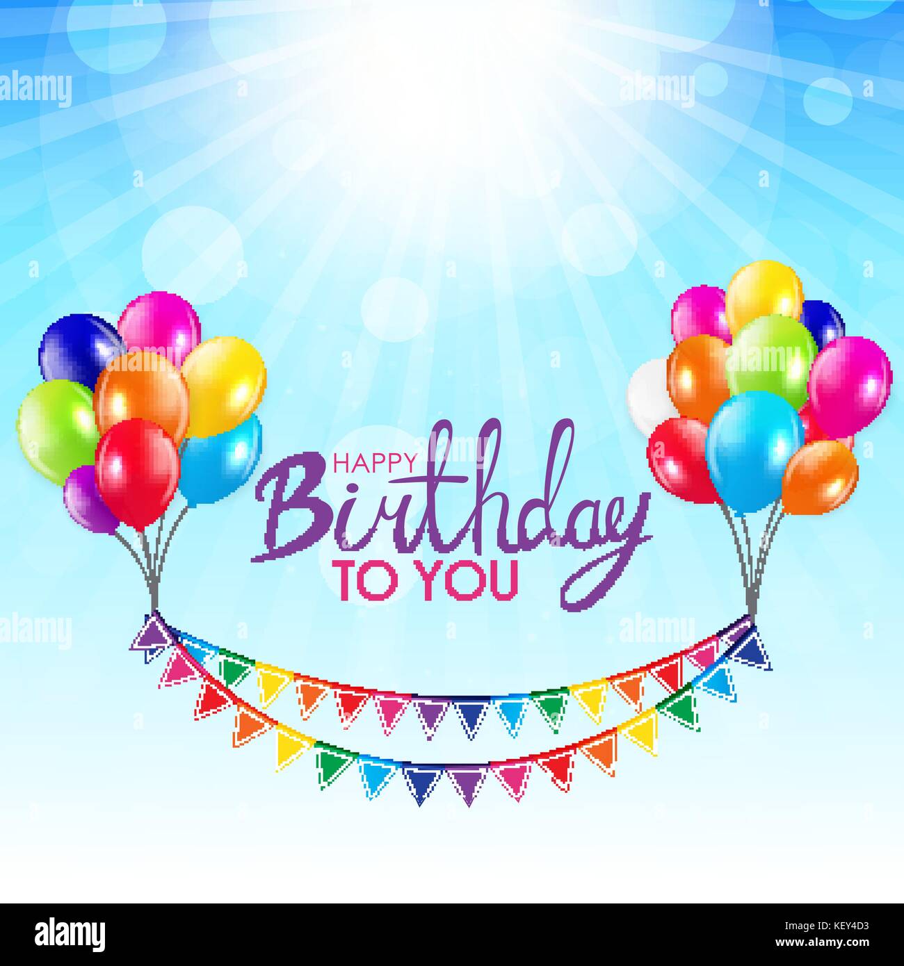 Abstract Happy Birthday Balloon Background Card Template Vector ...
