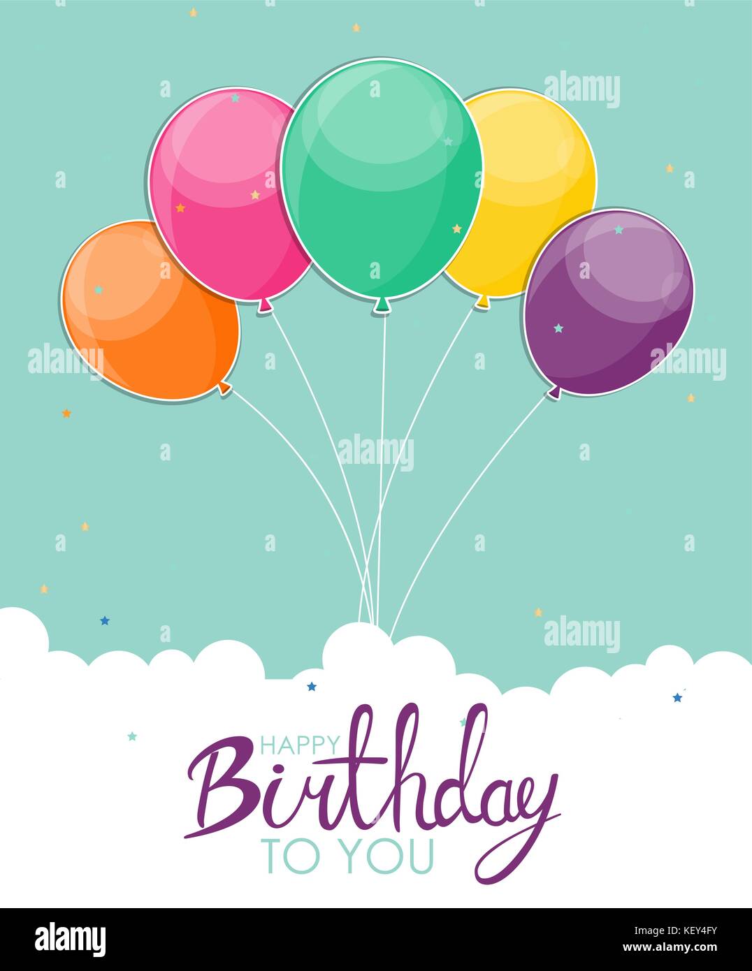 Abstract Happy Birthday Balloon Background Card Template Vector ...
