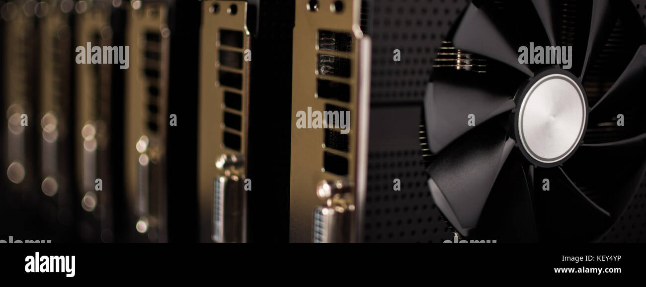 Cryptocurrency Mining Rig Farm Using Computer Graphic Cards Stock Photo ...