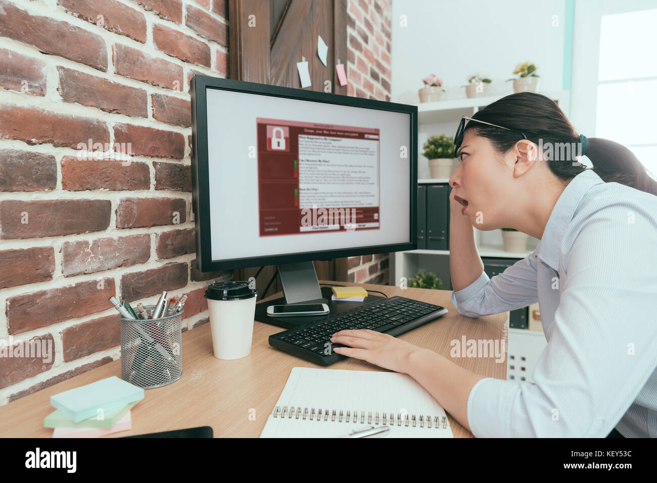 angry office worker lady take off glasses and looking at company ...
