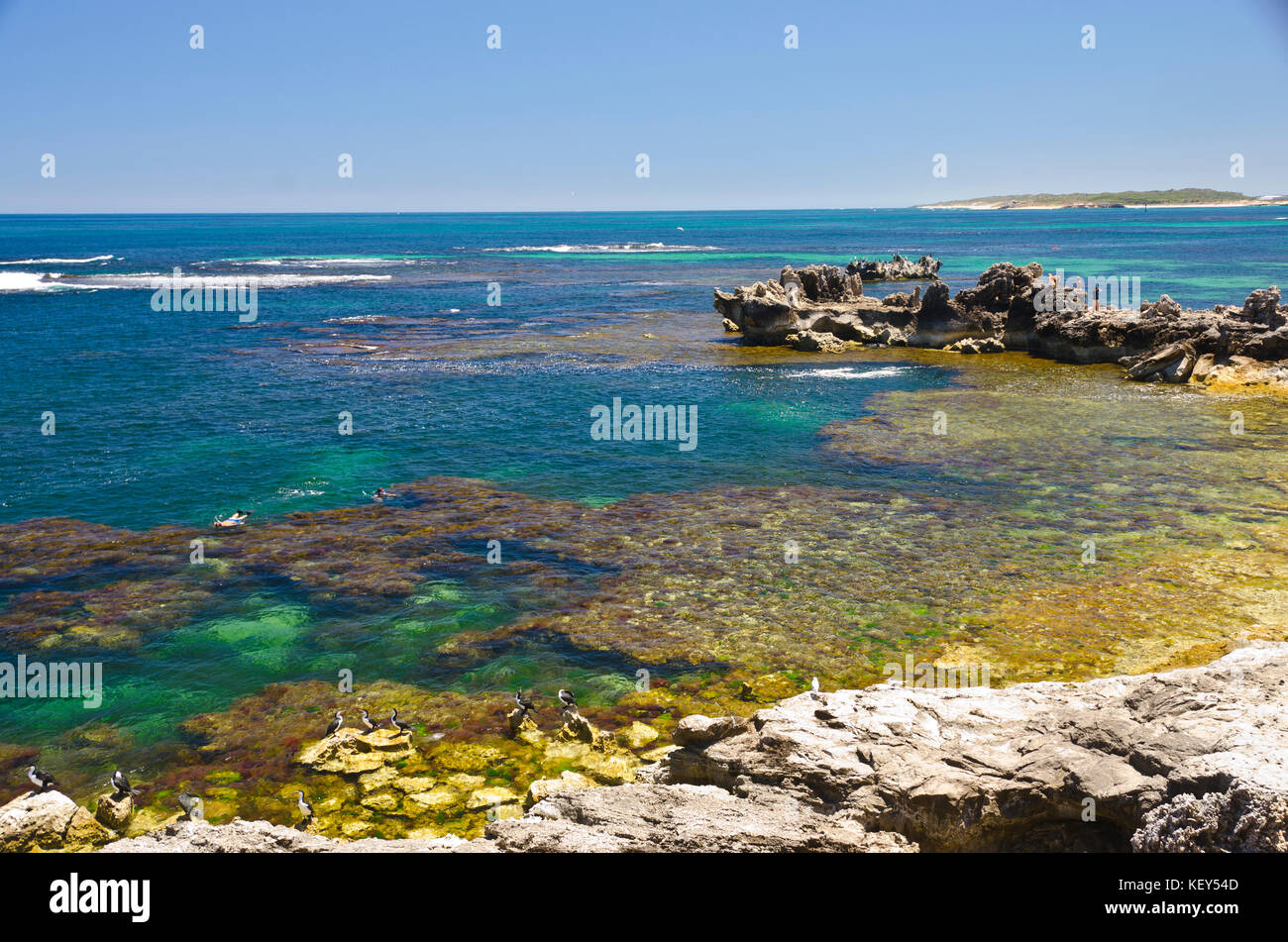 Clear water over shoals at Point Peron Rockingham Western Australia ...