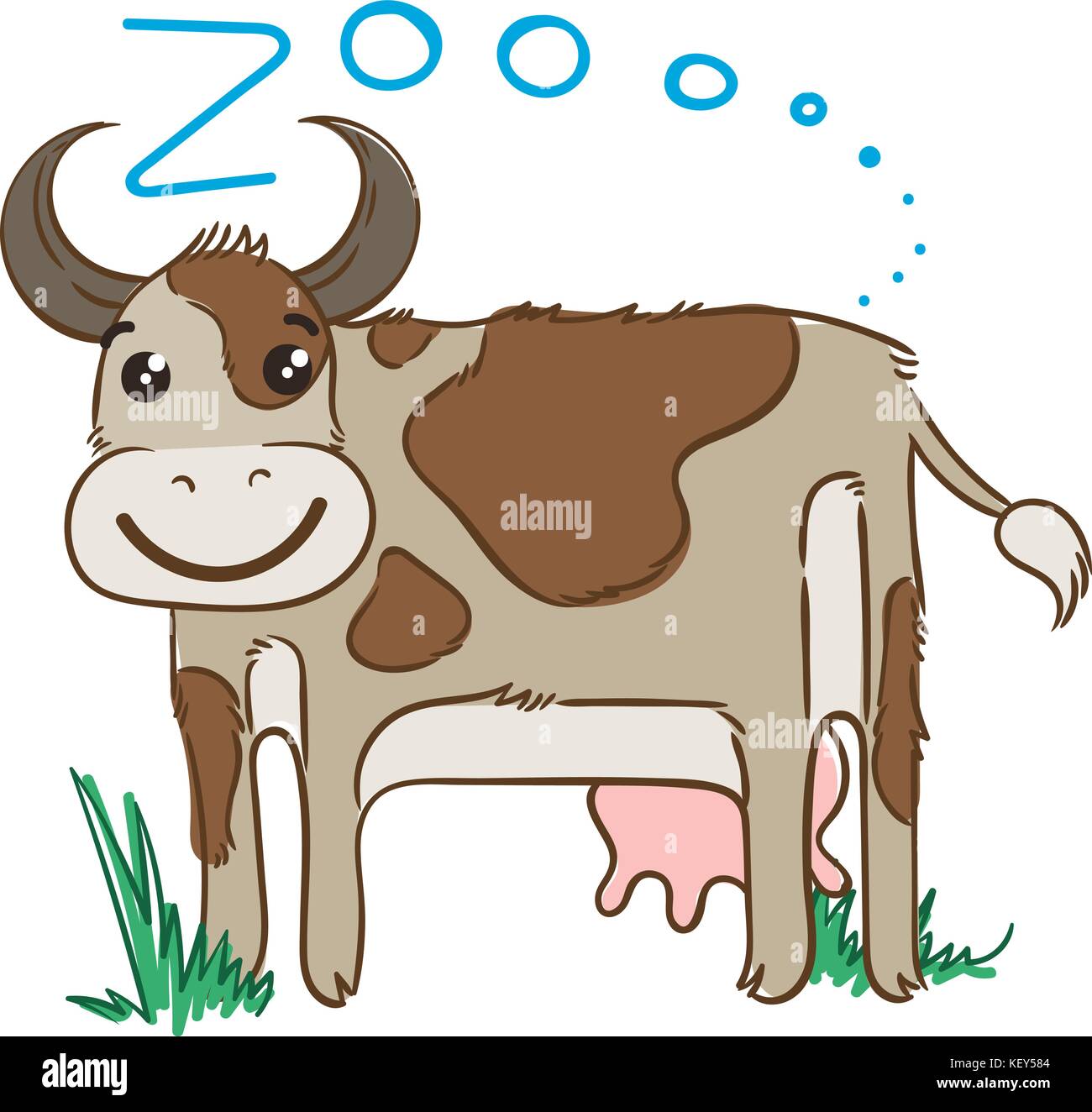 Illustration of doodle cute cow, hand drawn graphic. Vector cartoon ...