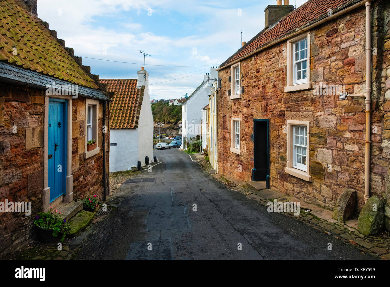 View of old houses in Crail on East Neuk of Fife in Scotland, United ...