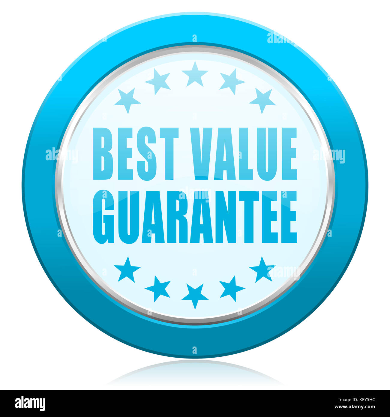 Best value guarantee blue chrome silver metallic border web icon. Round ...