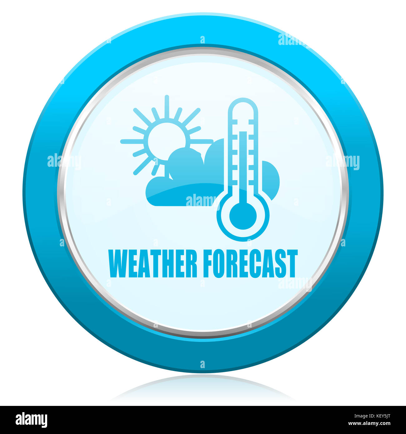 Weather forecast blue chrome silver metallic border web icon. Round ...
