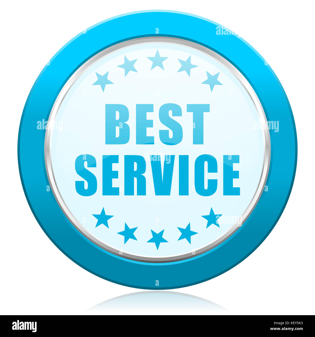 Best service blue chrome silver metallic border web icon. Round button ...