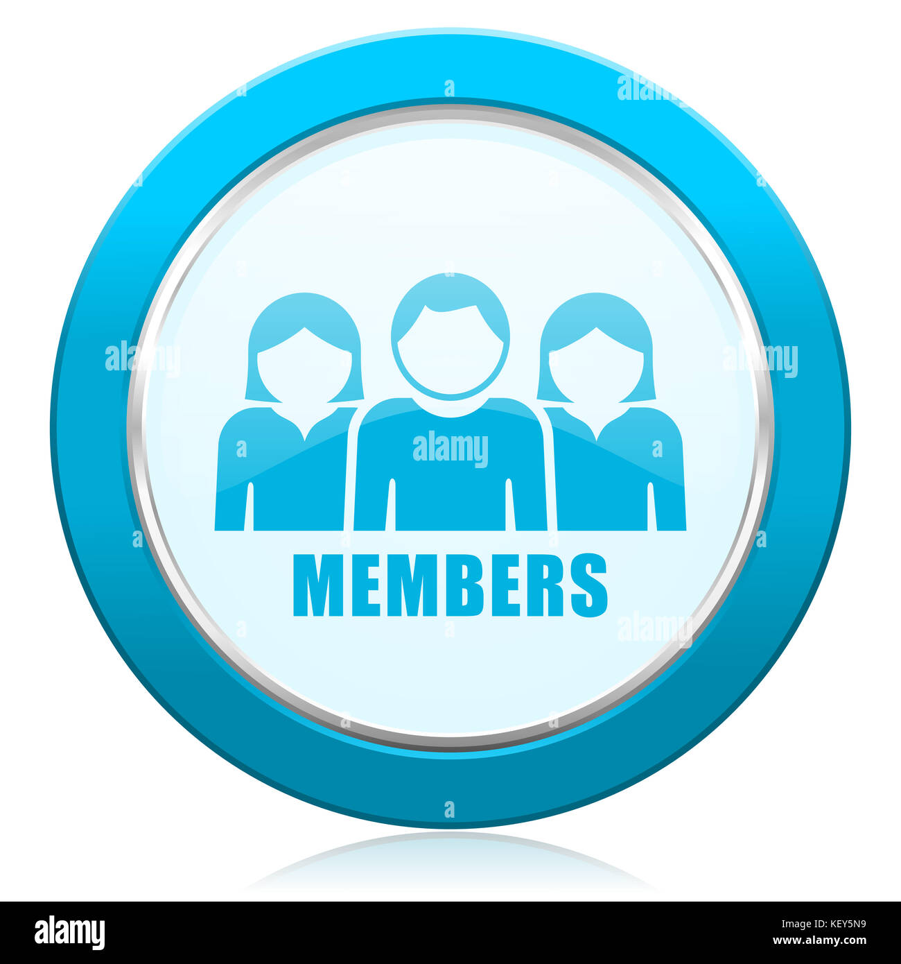 Members blue chrome silver metallic border web icon. Round button for ...