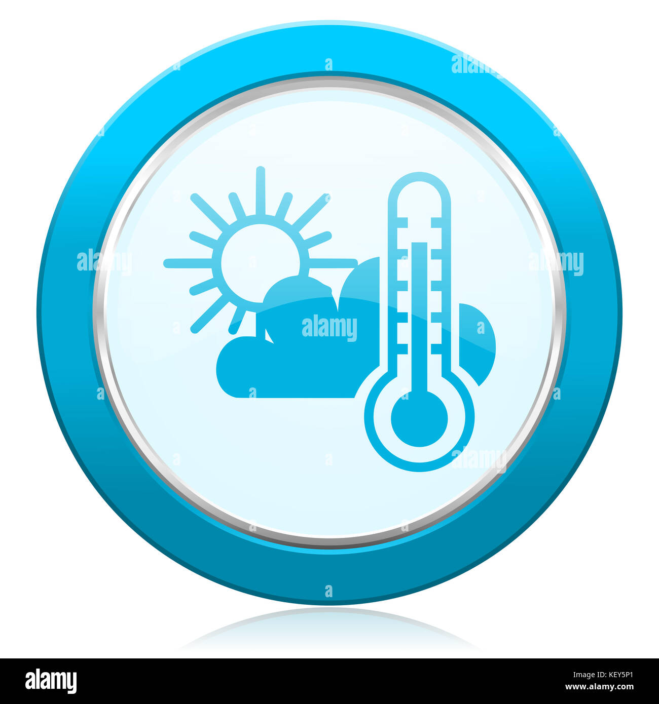Weather forecast blue chrome silver metallic border web icon. Round ...