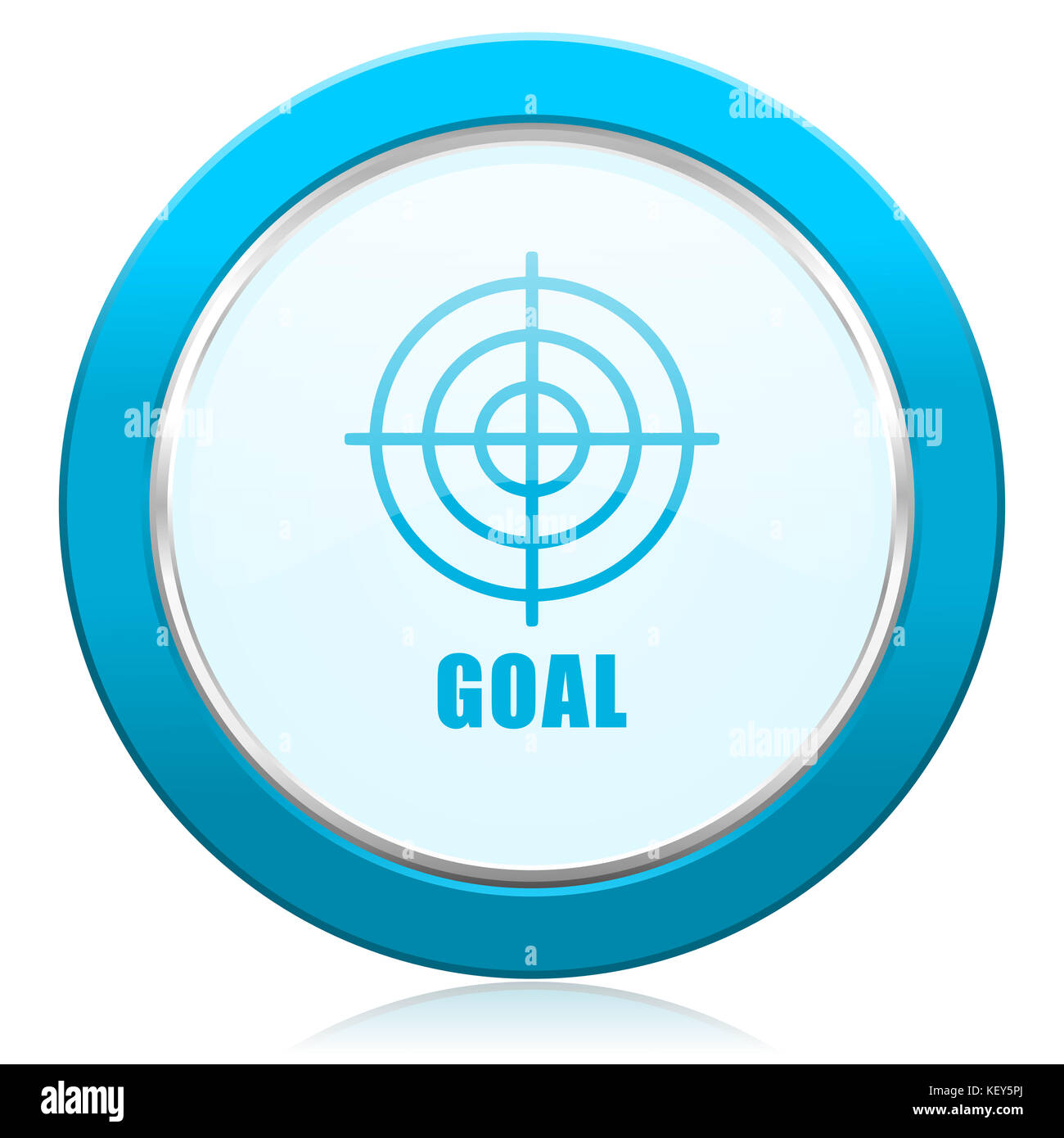 Goal blue chrome silver metallic border web icon. Round button for ...