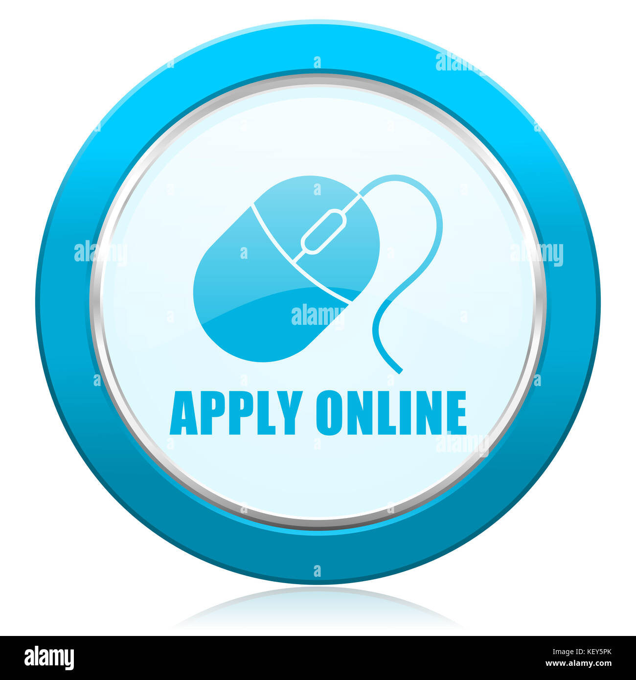 Apply online blue chrome silver metallic border web icon. Round button ...